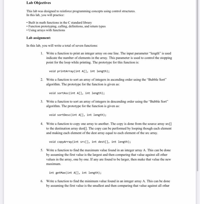 Solved Lab Objectives This lab was designed to reinforce | Chegg.com