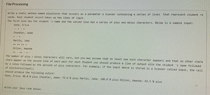 Solved File Processing Write A Static Method Named Plus 3319