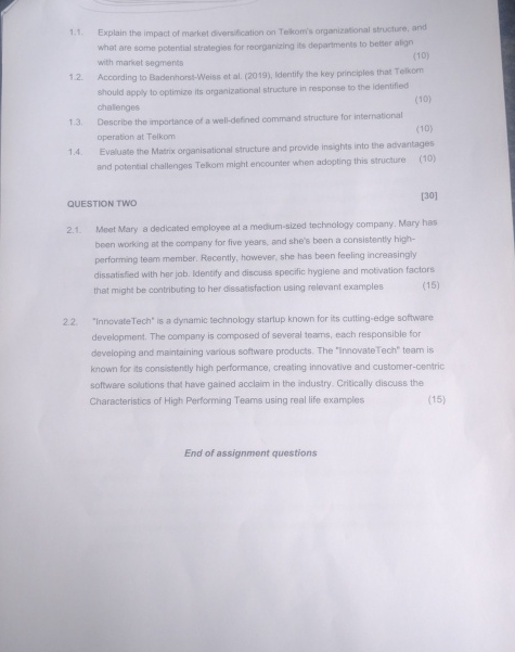 Solved 1.1. ﻿Explain the impect of market diversification on | Chegg.com