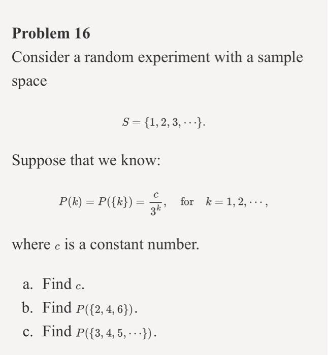 Solved Problem 16 Consider a random experiment with a sample | Chegg.com