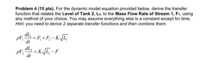 Solved Problem 4 (15 pts). For the dynamic model equation | Chegg.com