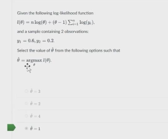 Solved Given the following log-likelihood function | Chegg.com
