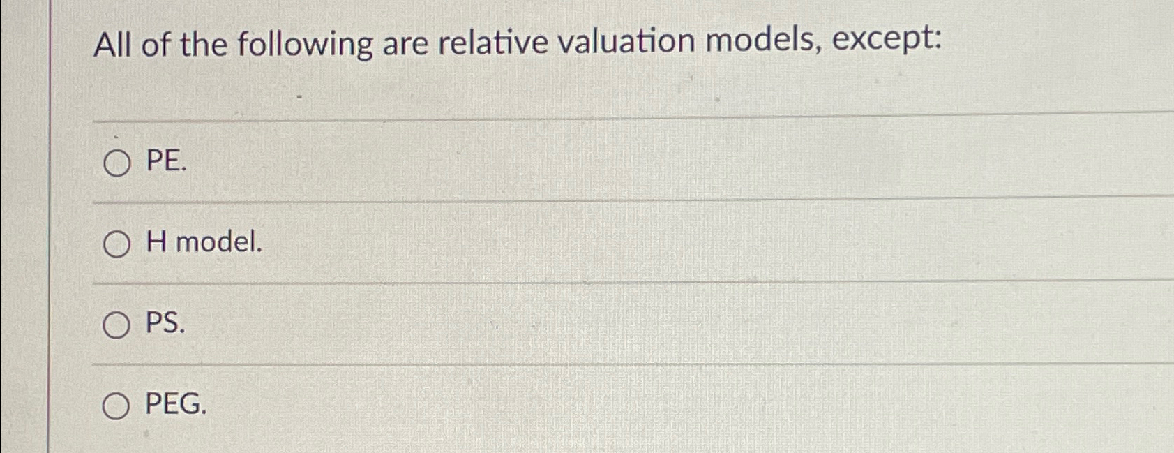 Solved All of the following are relative valuation models, | Chegg.com