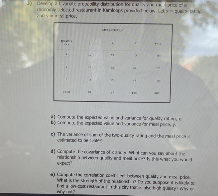Solved 3) Develop a bivariate probability distribution for | Chegg.com