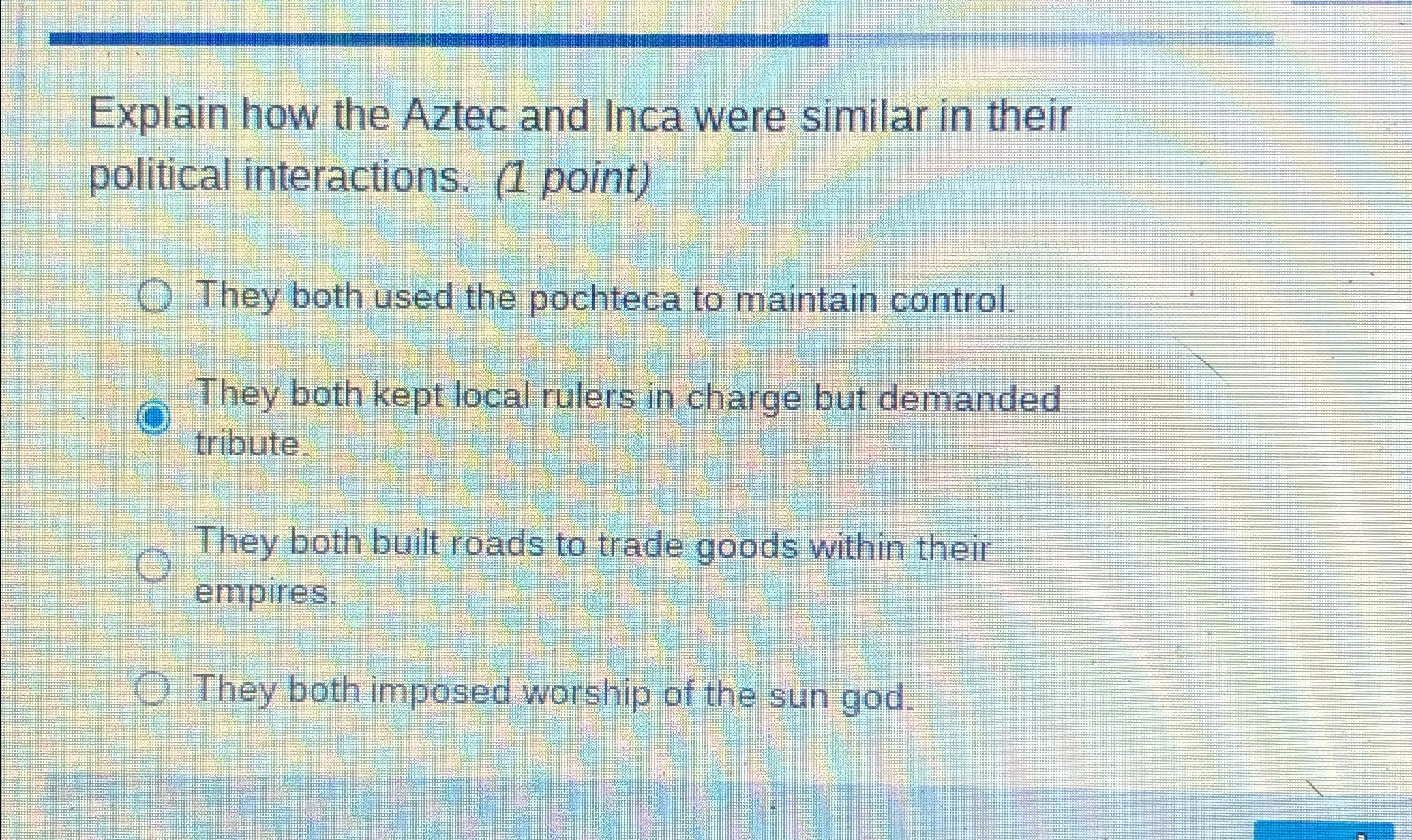Solved Explain how the Aztec and Inca were similar in their | Chegg.com