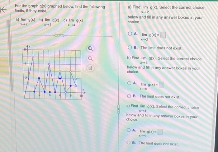 Solved K For the graph g(x) graphed below, find the | Chegg.com