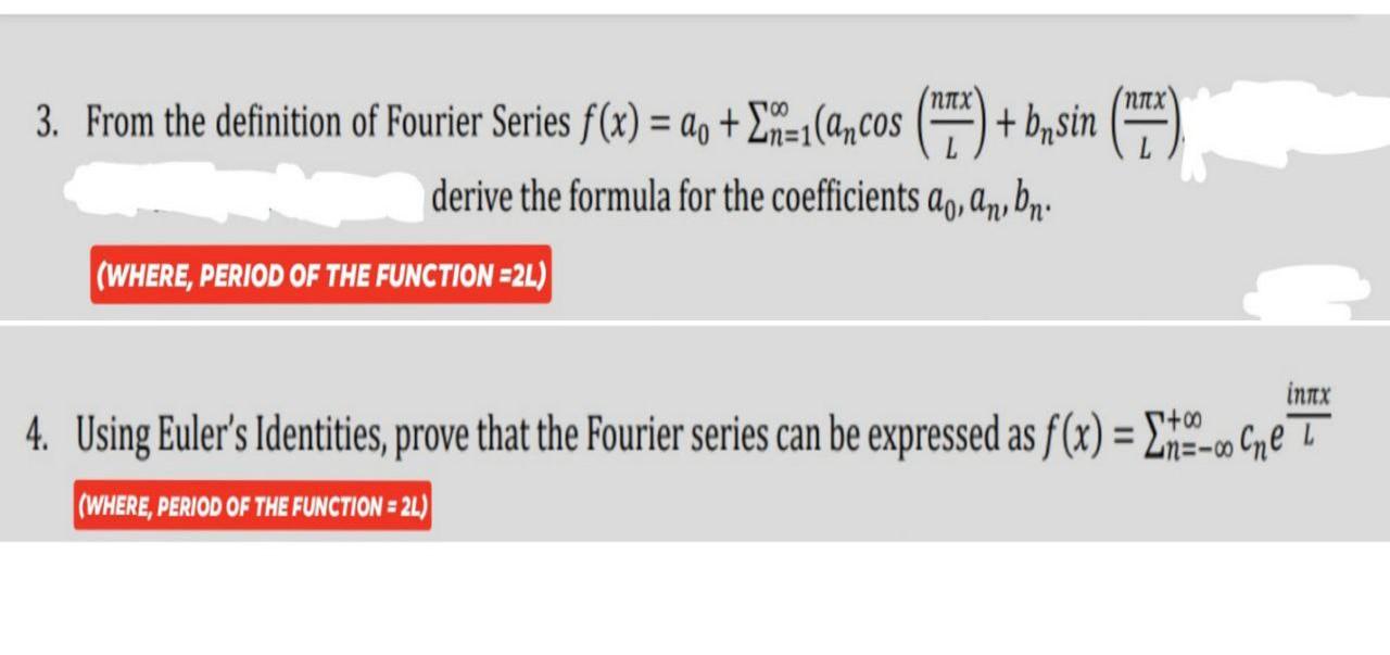 Solved 3. From the definition of Fourier Series | Chegg.com