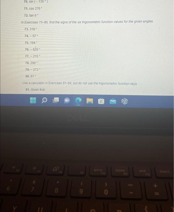 Solved 71. cos270∘ 72. tan0∘ In Exercises 73-80, find the | Chegg.com
