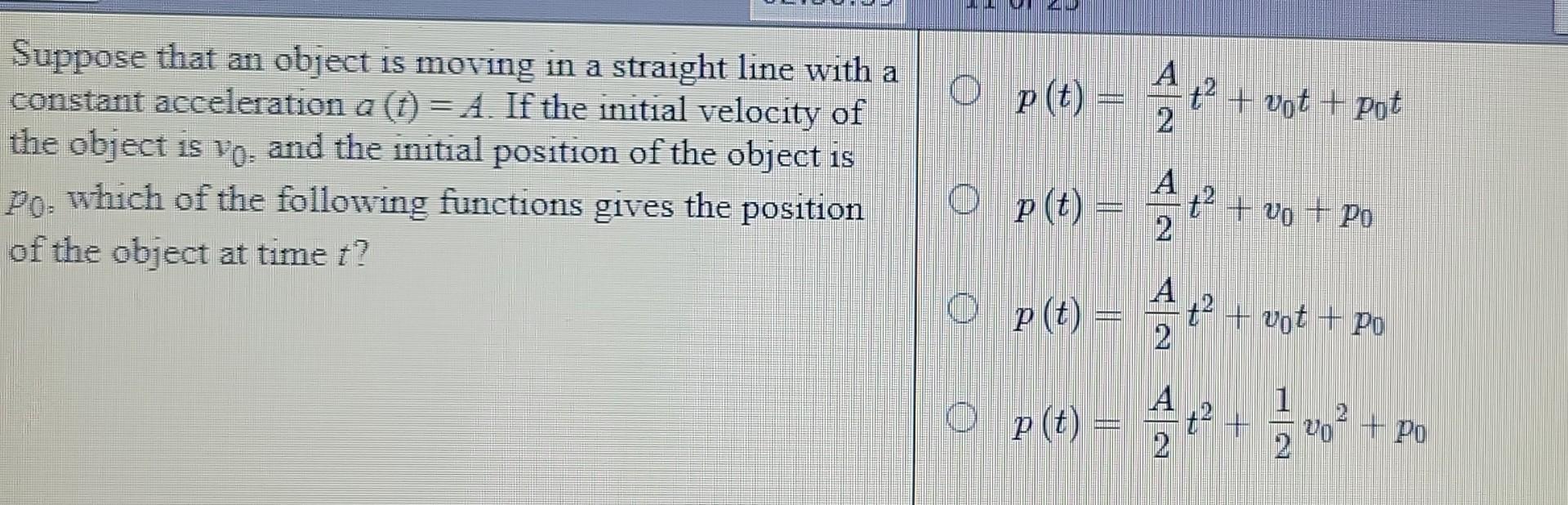 Solved Suppose that an object is moving in a straight line | Chegg.com