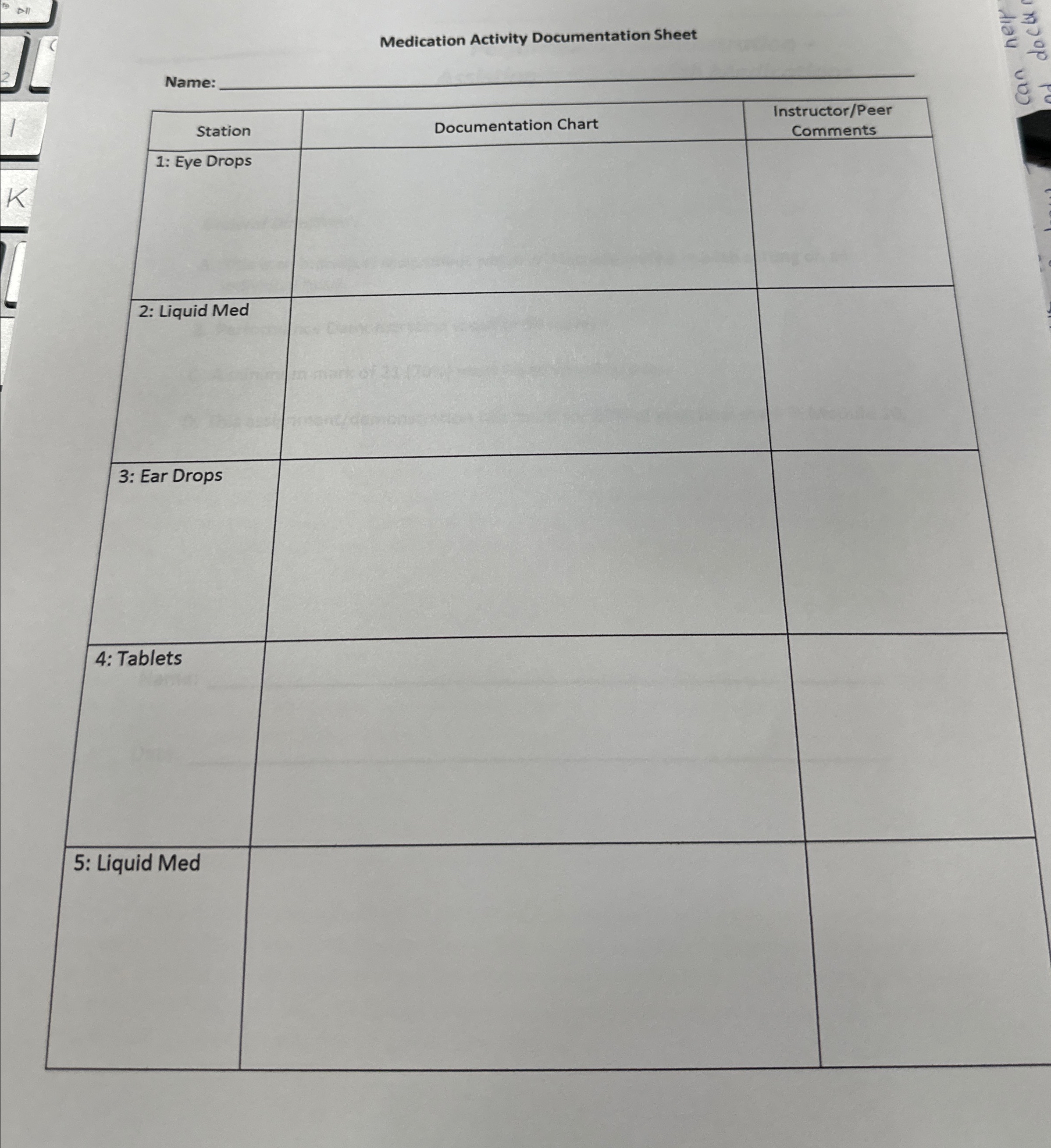 Solved Medication Activity Documentation SheetName: | Chegg.com