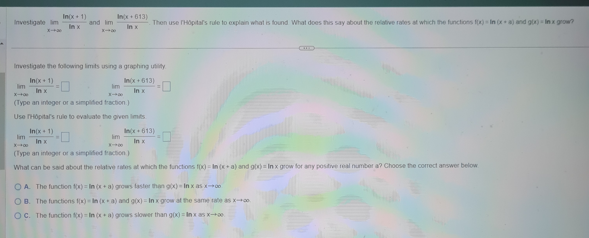 Solved Investigate the following limits using a graphing | Chegg.com