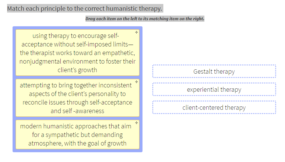 Solved Match each principle to the correct humanistic | Chegg.com