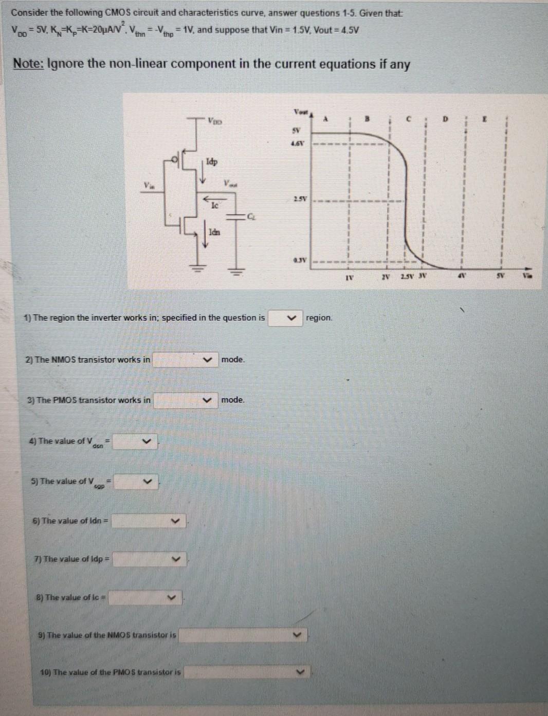 Solved Consider the following CMOS circuit and | Chegg.com