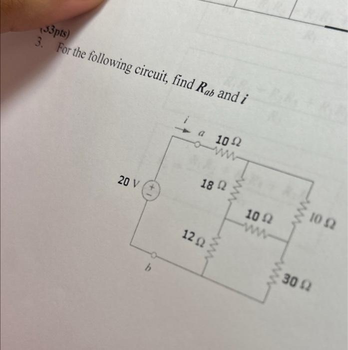Solved 3. For the following circuit, find Rab and i | Chegg.com