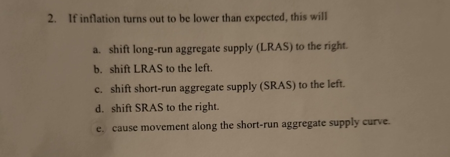 Solved If inflation turns out to be lower than expected, | Chegg.com
