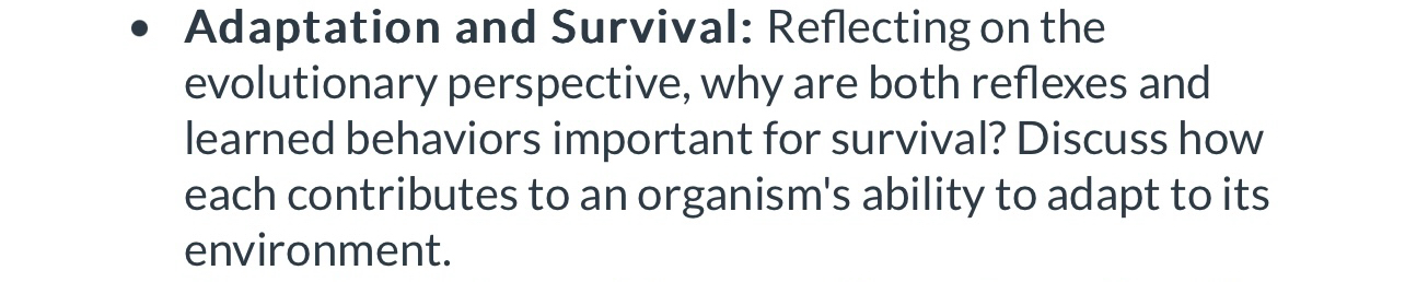 Solved Adaptation and Survival: Reflecting on the | Chegg.com