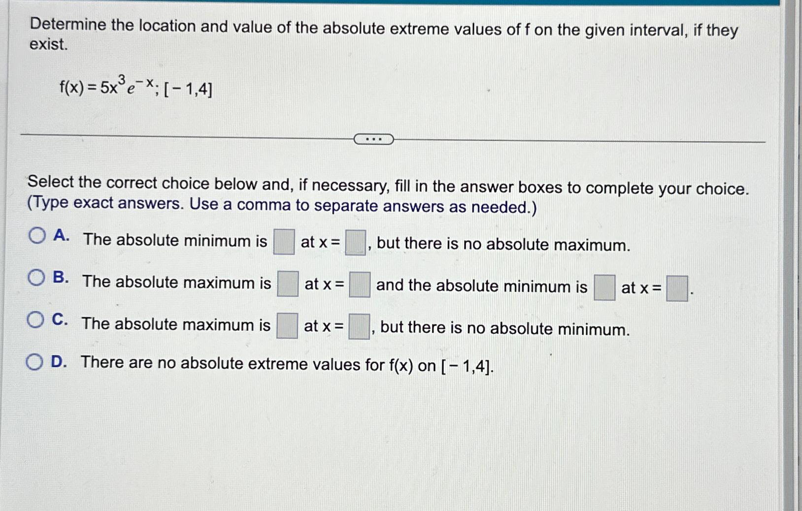 Solved Determine the location and value of the absolute | Chegg.com