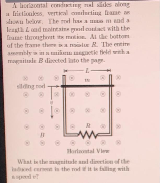 Solved A horizontal conducting rod slides along a | Chegg.com