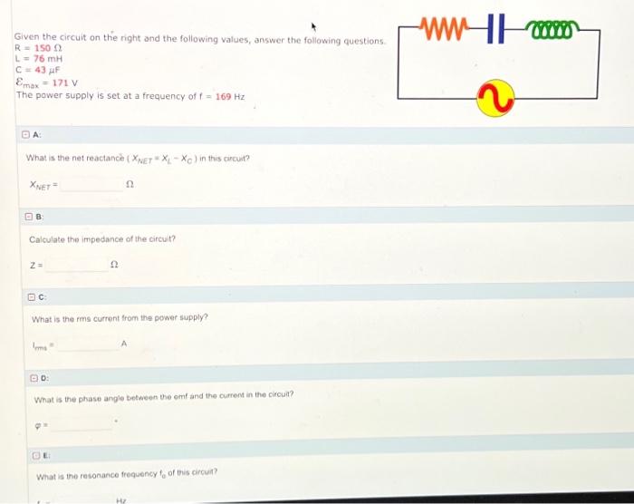 Solved Glven the circuit on the right and the following | Chegg.com