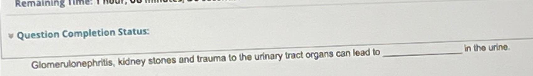 Question Completion Status:Glomerulonephritis, kidney | Chegg.com