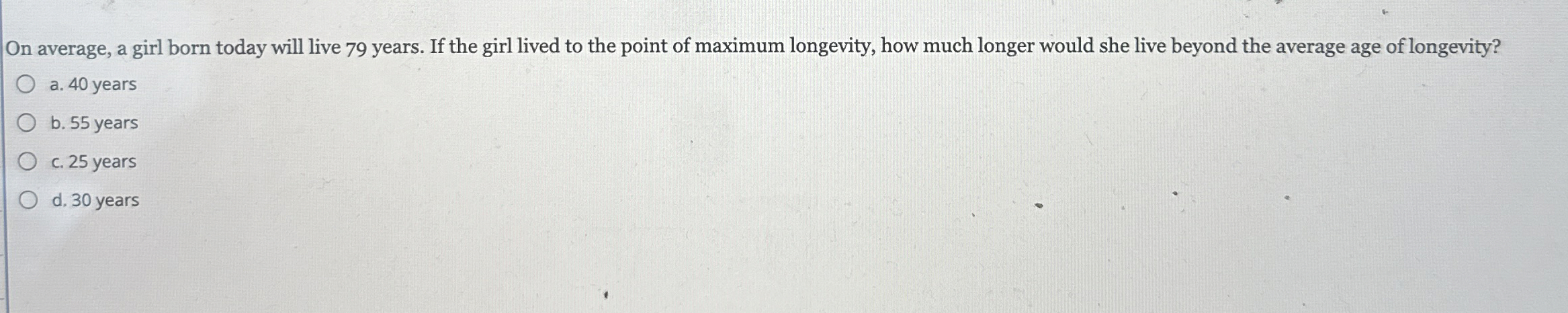 Solved On average, a girl born today will live 79 ﻿years. If | Chegg ...