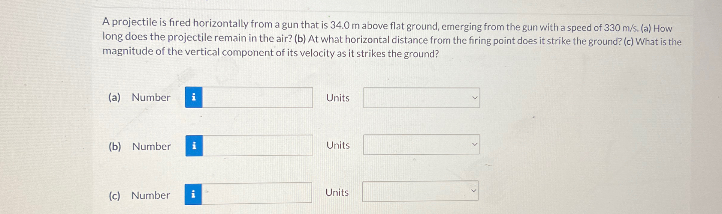 Solved A projectile is fired horizontally from a gun that is | Chegg.com