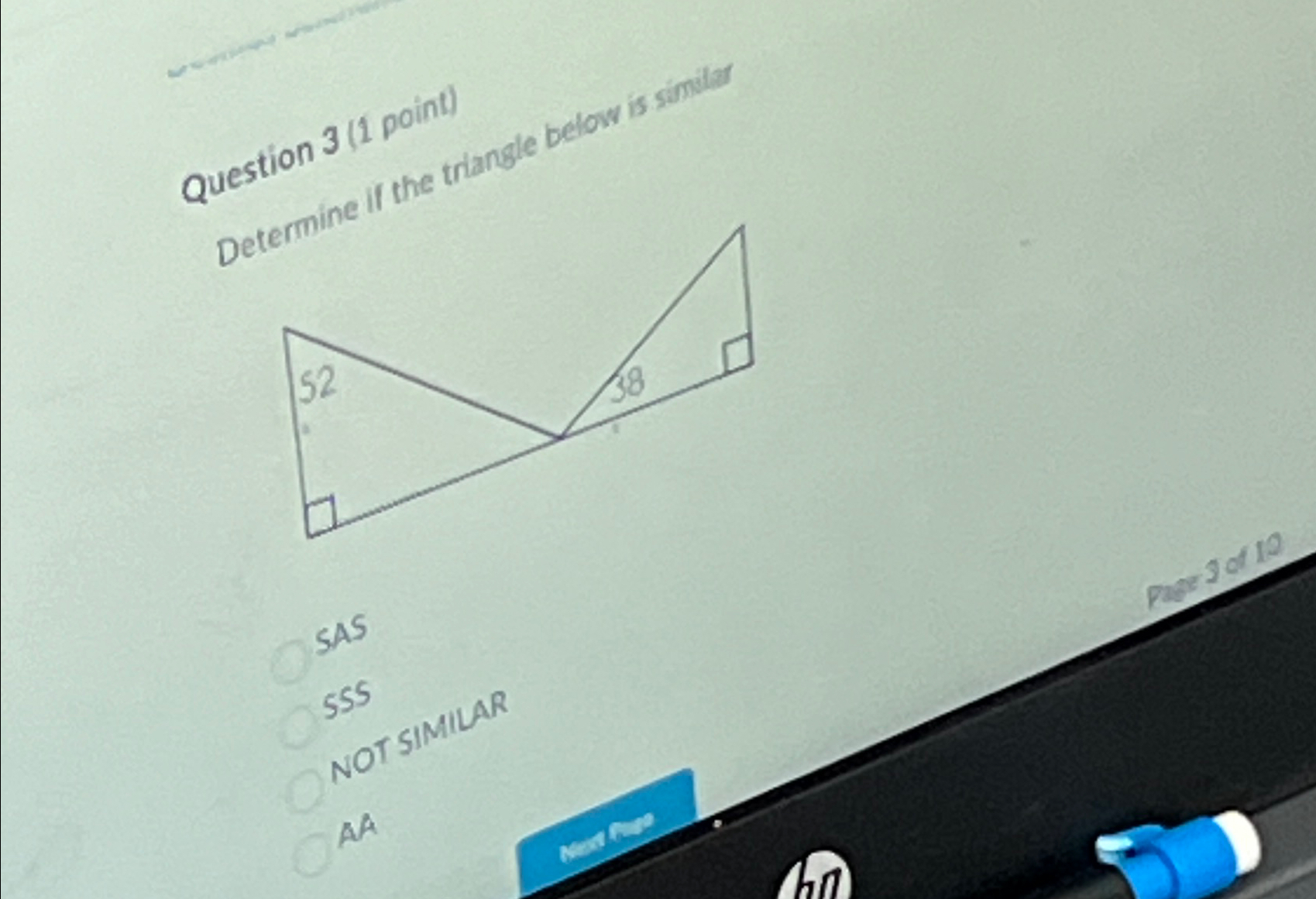 Solved Question 3 (1 ﻿point) ﻿whe triangle below is | Chegg.com