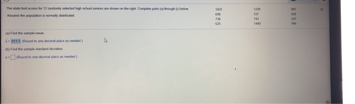 Solved The state test scores for 12 randomly selected the | Chegg.com