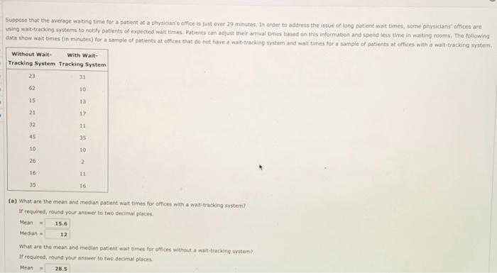 Solved Suppose that the average waiting time for a patient | Chegg.com