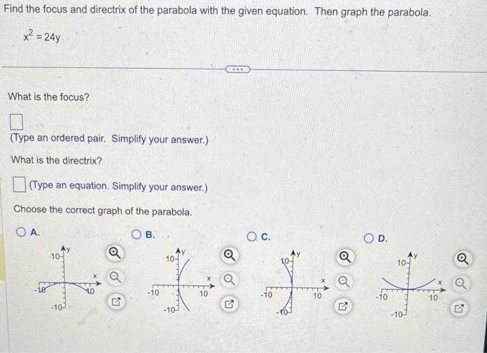 Solved Find the focus and directrix of the parabola with the | Chegg.com