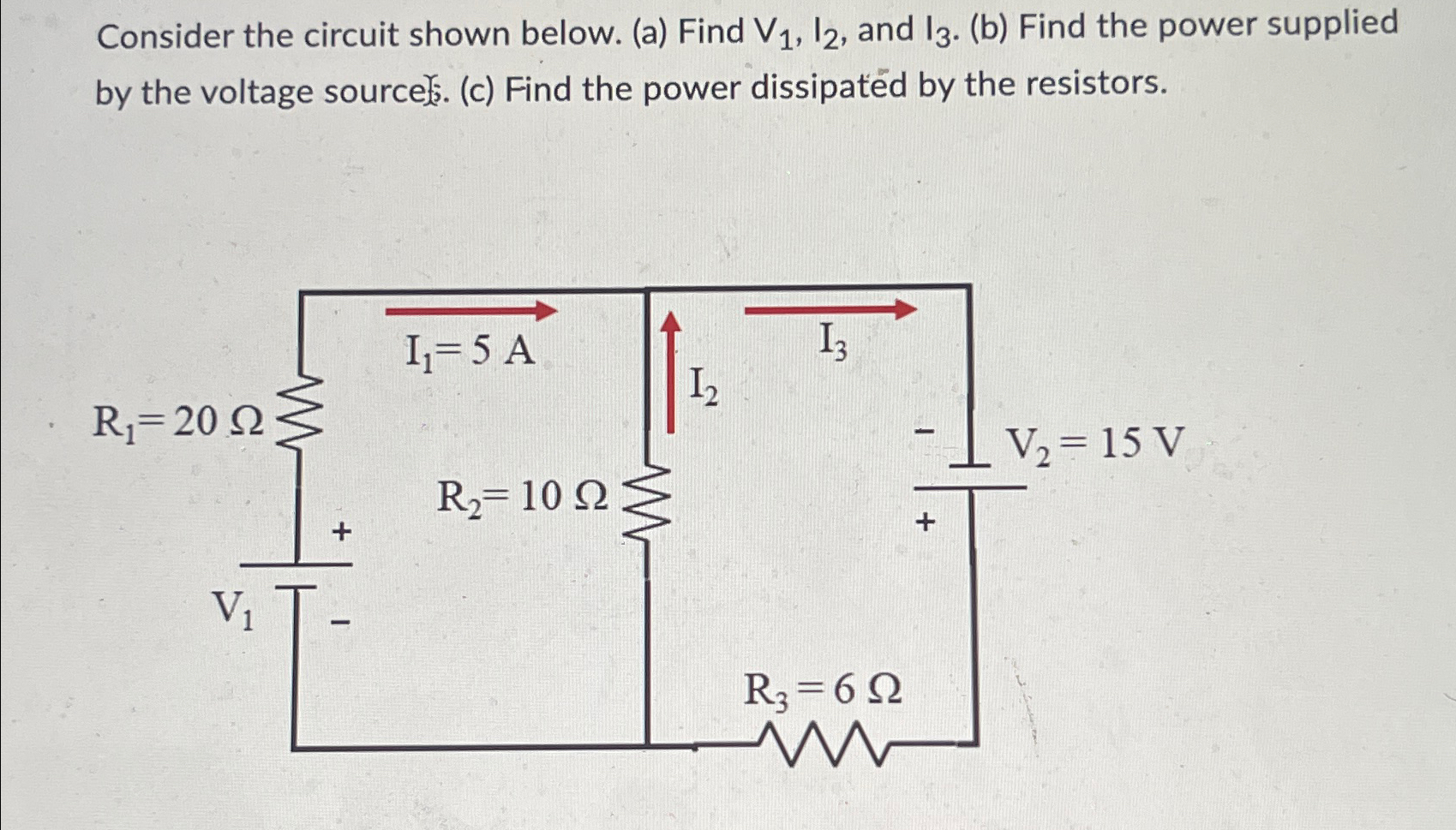 Solved Consider the circuit shown below. (a) ﻿Find V1,I2, | Chegg.com