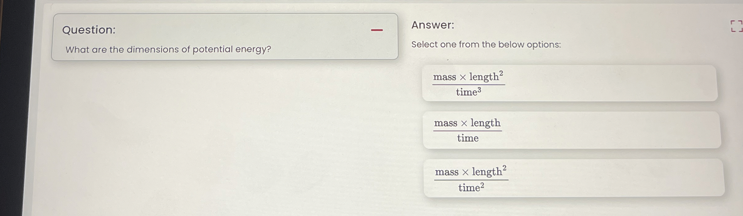 Solved Question:What are the dimensions of potential | Chegg.com
