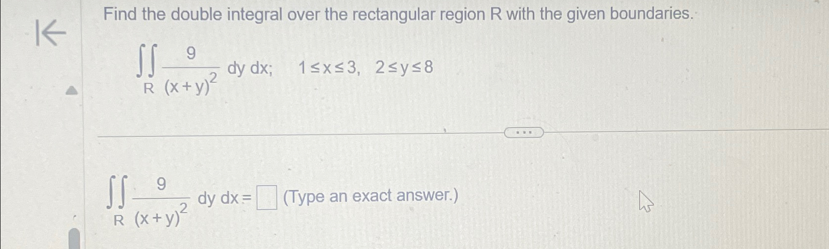Solved Find the double integral over the rectangular region | Chegg.com