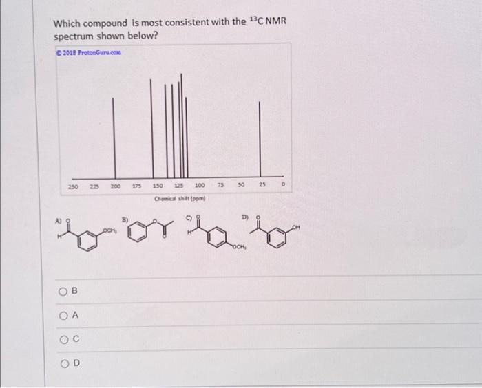 Solved Which compound is most consistent with the 13C NMR | Chegg.com