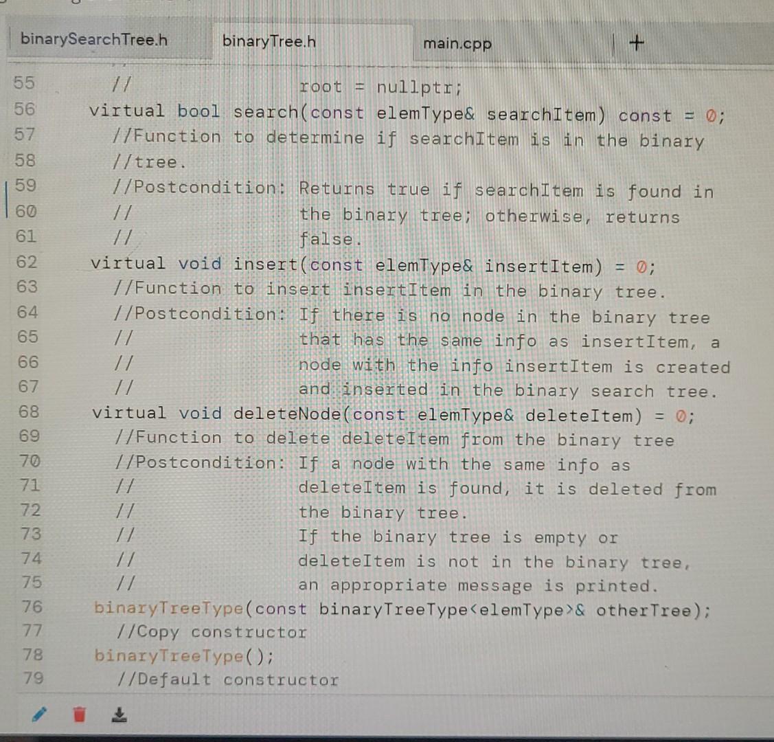 Solved gramming Exercise 19-4 binarySearch Tree.h binary | Chegg.com