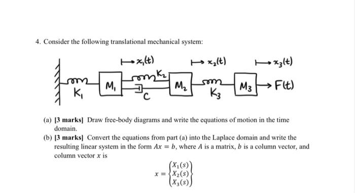 Solved 4. Consider the following translational mechanical | Chegg.com