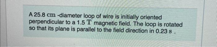 Solved A 25.8 cm-diameter loop of wire is initially oriented | Chegg.com