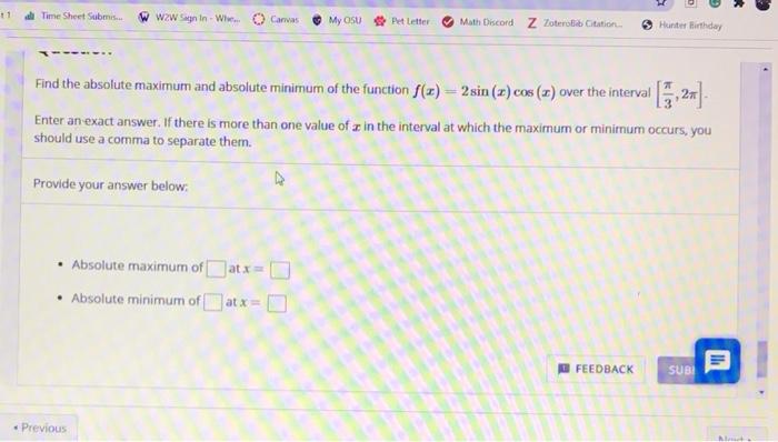 Solved * Time Sheet Subm... W2w Sign in - W. O Canvas My OSU | Chegg.com