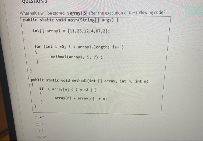 Solved What value will be stored in array1[5] after the | Chegg.com