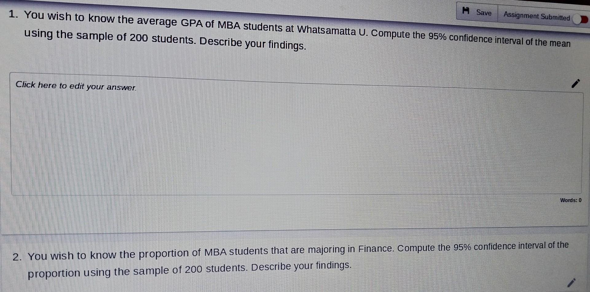 1. You wish to know the average GPA of MBA students | Chegg.com