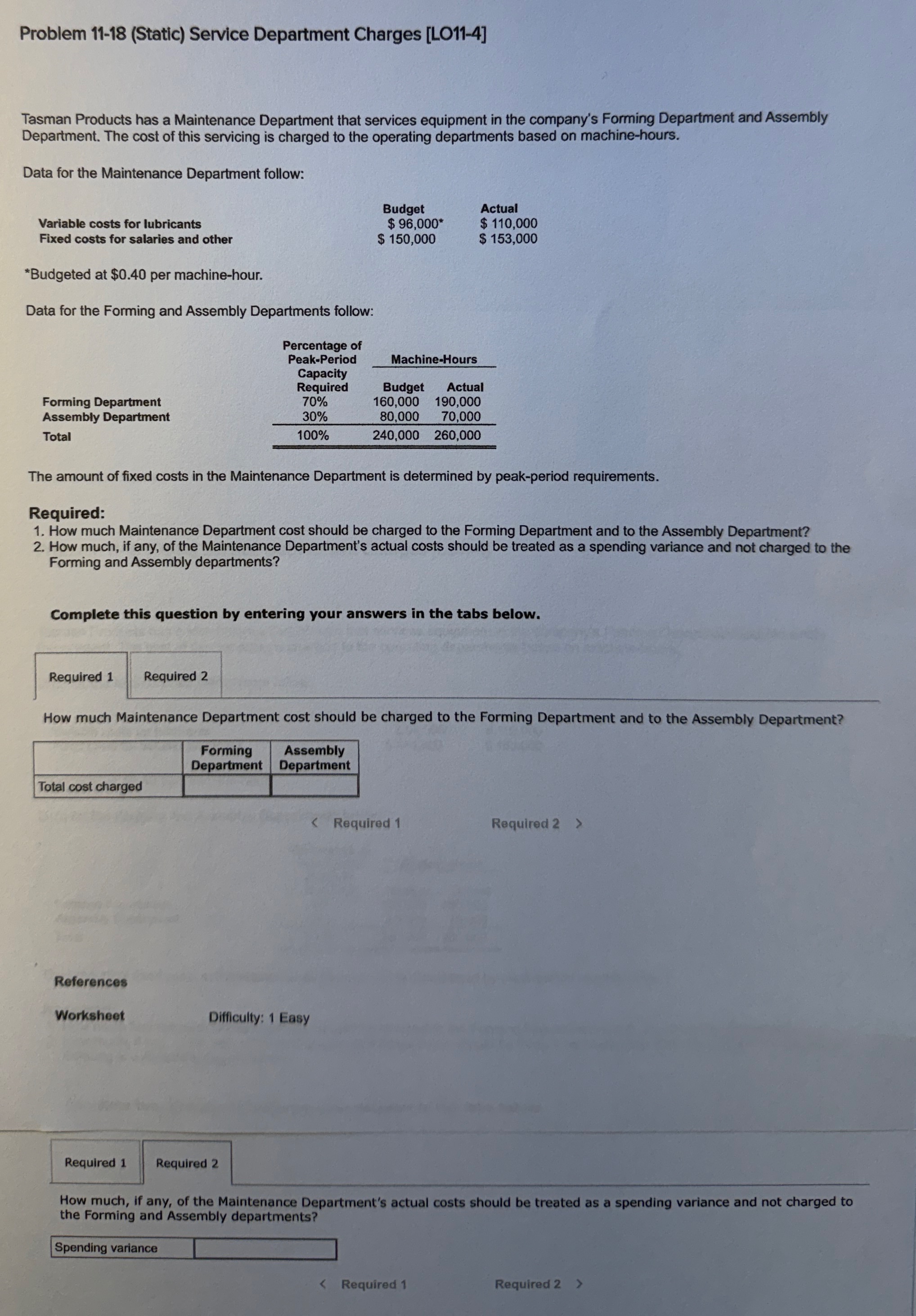 Solved by an EXPERT Problem 11-18 (Static) ﻿Service Department Charges | Chegg.com