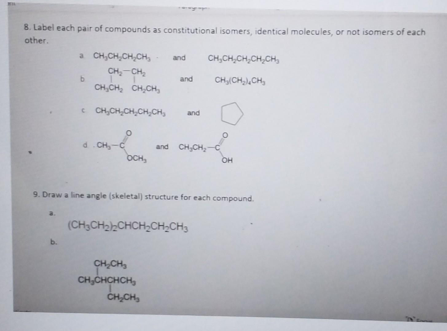 Solved 1. Convert each compound to a line angle (skeletal) | Chegg.com