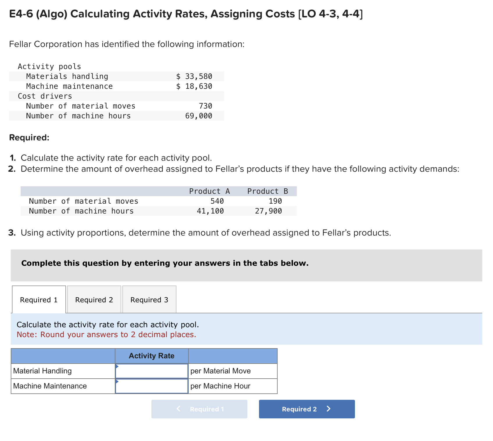 Solved E4-6 (Algo) ﻿Calculating Activity Rates, Assigning | Chegg.com