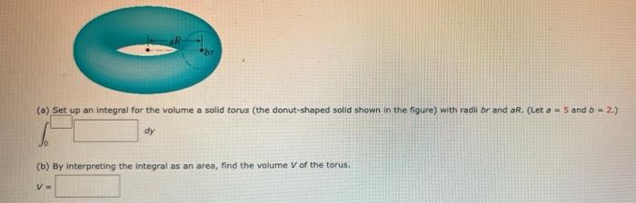 Solved (a) Set up an integral for the volume a solid torus | Chegg.com