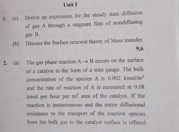 Solved Unit I(a) ﻿Derive an expression for the steady state | Chegg.com