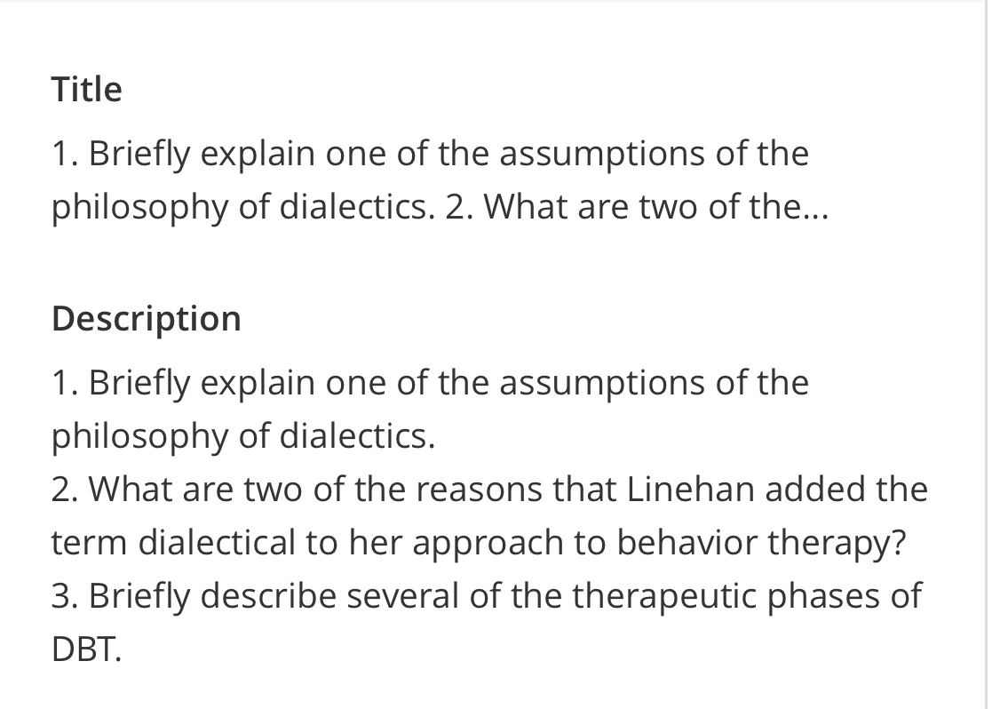 Solved TitleBriefly explain one of the assumptions of the | Chegg.com