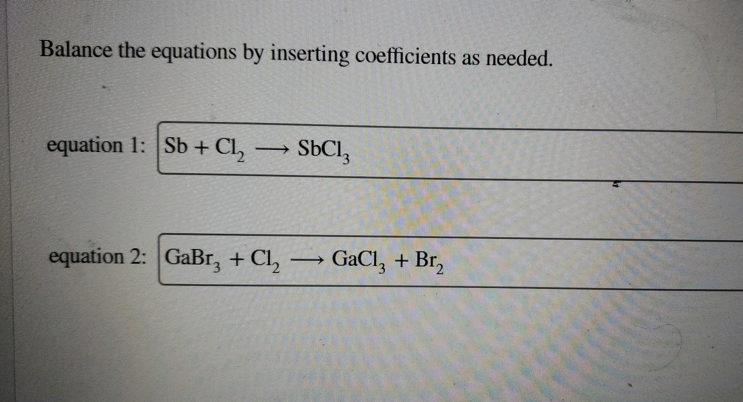 Solved Balance the equations by inserting coefficients as | Chegg.com