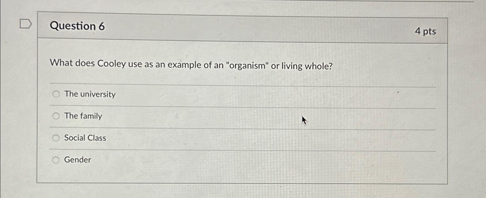 Solved Question 64 ﻿ptsWhat does Cooley use as an example of | Chegg.com