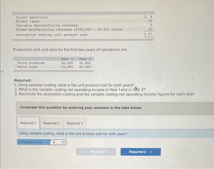 Solved Problem 6-19 (Algo) Variable Costing Income | Chegg.com