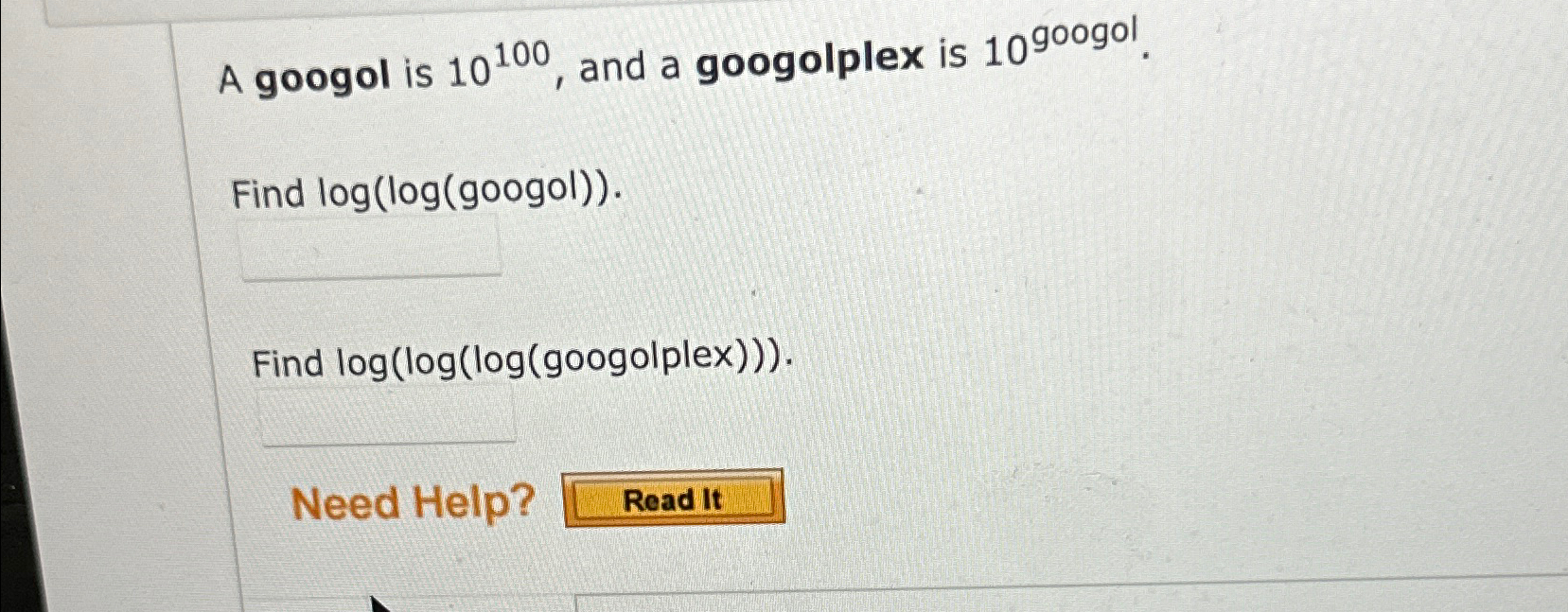 Solved A Googol Is 10100 ﻿and A Googolplex Is